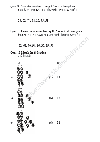 CBSE Class 1 Maths Ones to Tens Worksheet